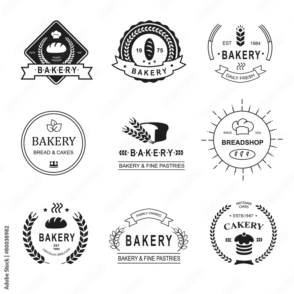 Set of bakery logos, labels, badges and design elements Stock ...