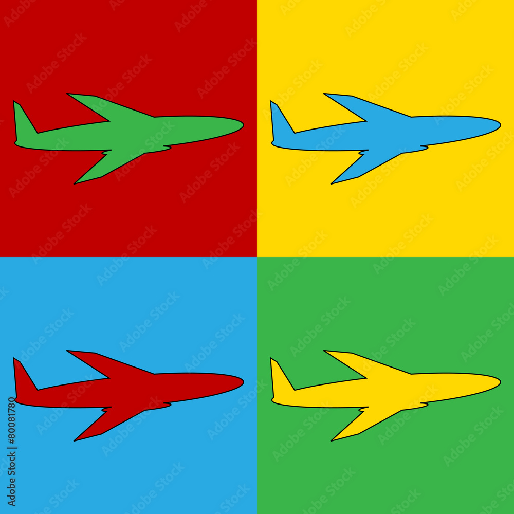 Pop art plane symbol icons. Stock Vector | Adobe Stock