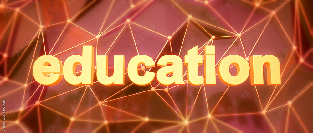 Abstract low-poly background. Word concept. Text education. 3d r Stock ...