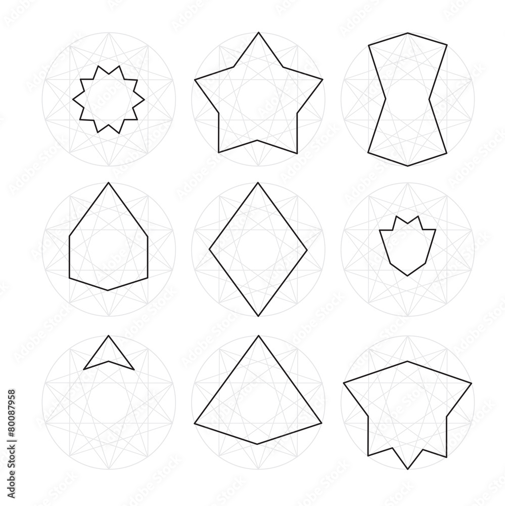 The Decagram Grid Stock Vector | Adobe Stock