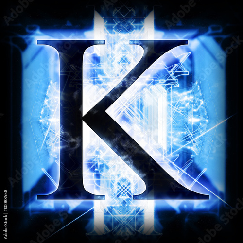 Letter K In Blue Fire