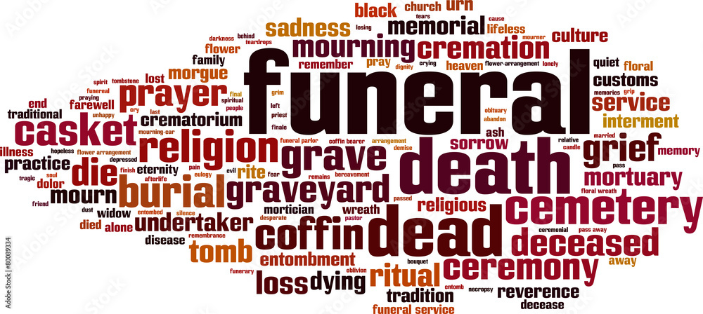 Funeral word cloud concept. Vector illustration Stock Vector | Adobe Stock