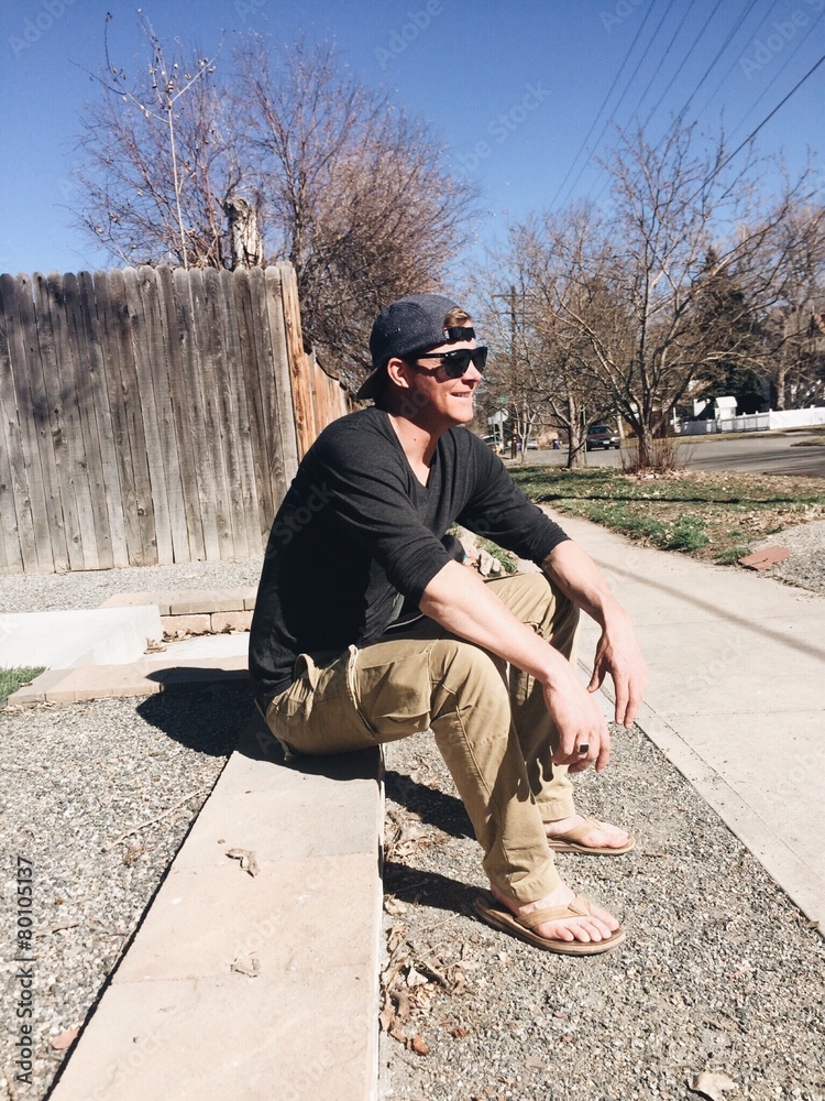 Happy male model Stock Photo | Adobe Stock