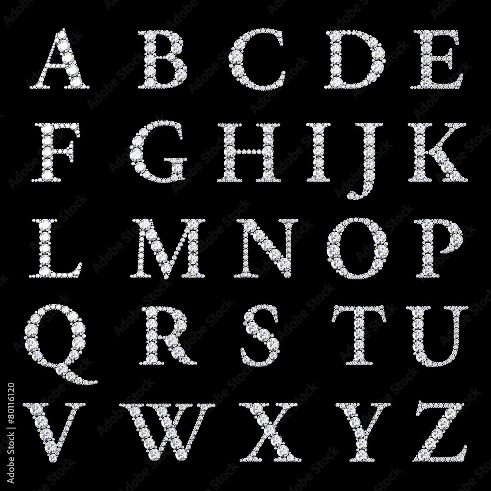 Diamond alphabet, letters from A to Z, Stock Illustration | Adobe Stock
