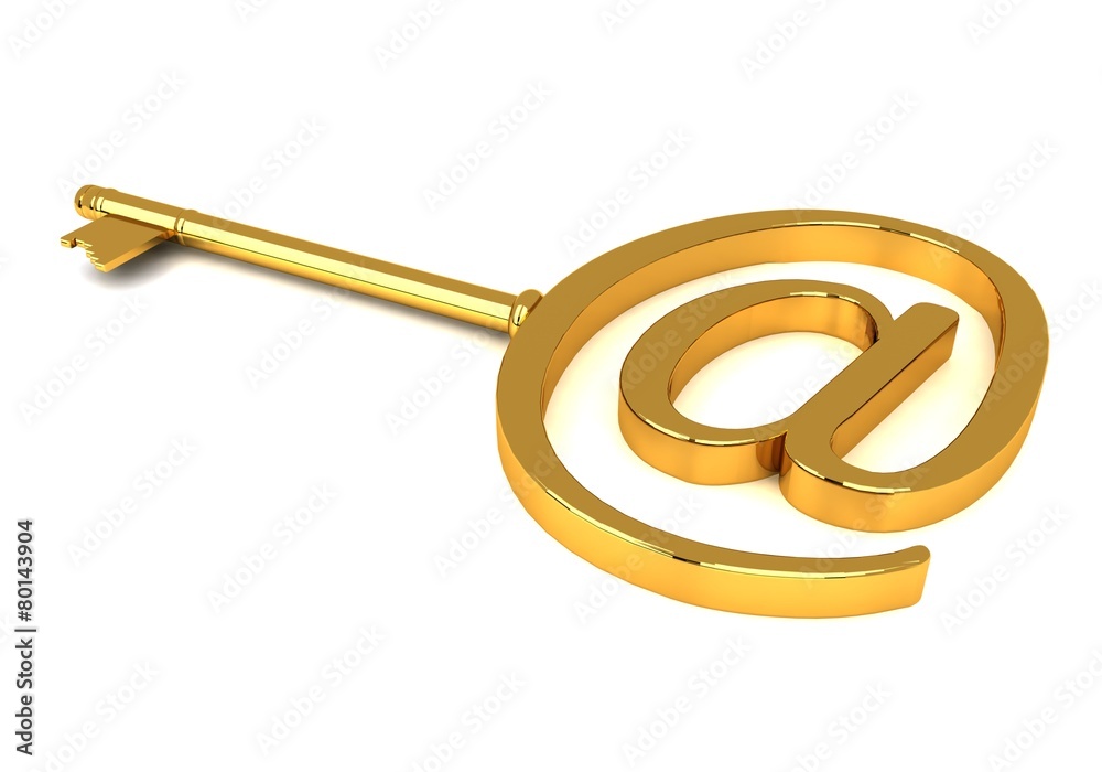 Gold key with e-mail symbol Stock Illustration | Adobe Stock
