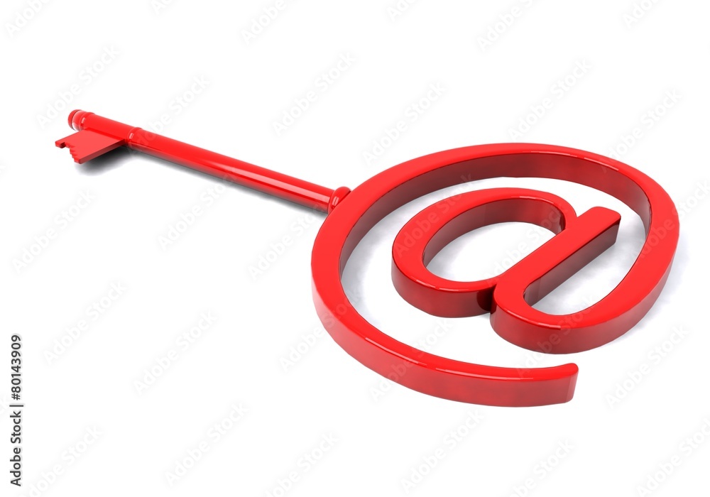 Red key with e-mail symbol Stock Photo | Adobe Stock
