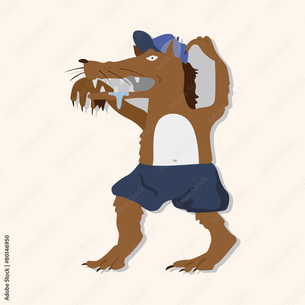 Wolf in three Little Pigs theme elements Stock Vector | Adobe Stock