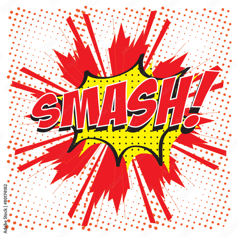 SMASH! wording in comic speech bubble in pop art style Stock Vector ...
