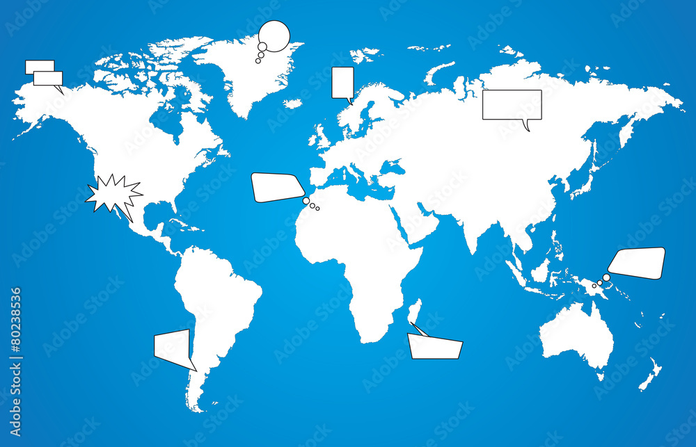 World map with speech bubbles Stock Vector | Adobe Stock