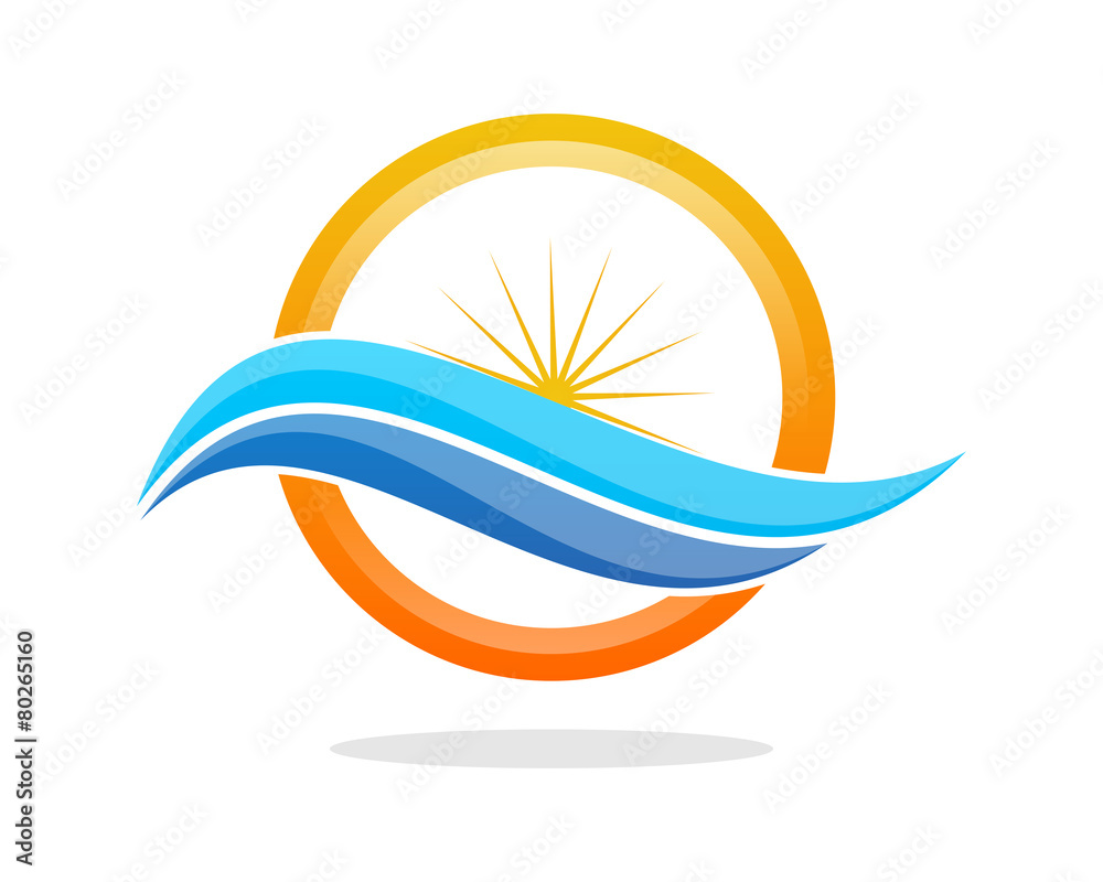 Wave Sun Circle Stock Vector | Adobe Stock