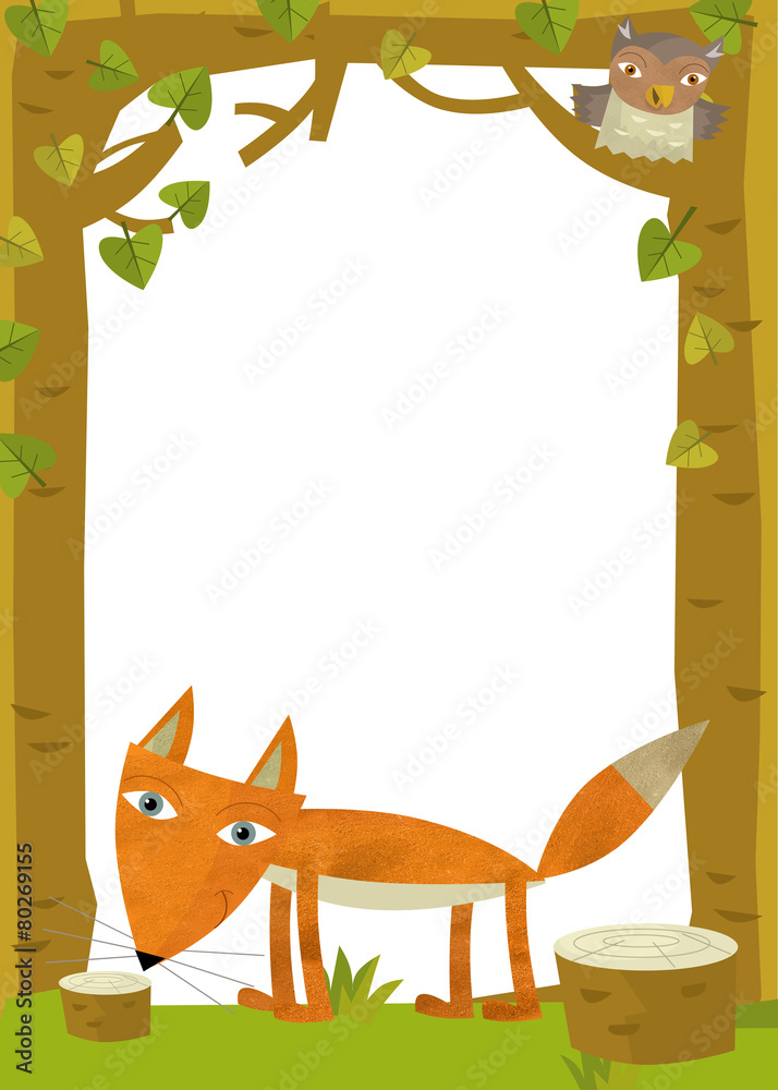 Cartoon frame scene - fox wall mural wallpaper | Muraledesign.com