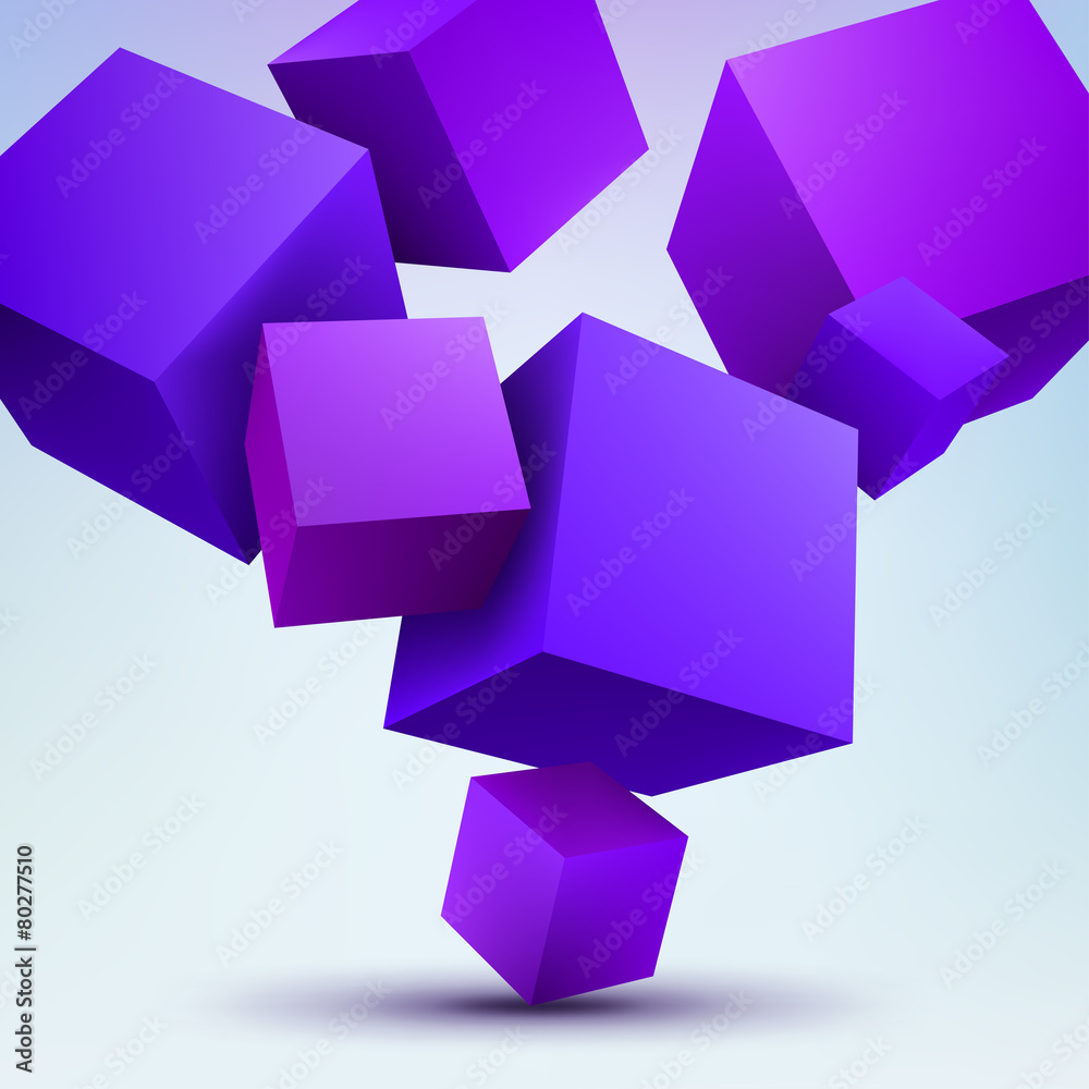 Vector illustration of 3d cubes on white background Stock Vector ...