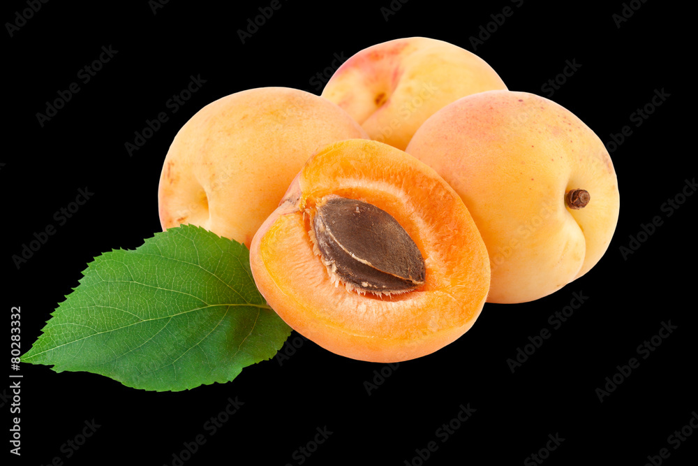 apricots isolated on black background Stock Photo | Adobe Stock