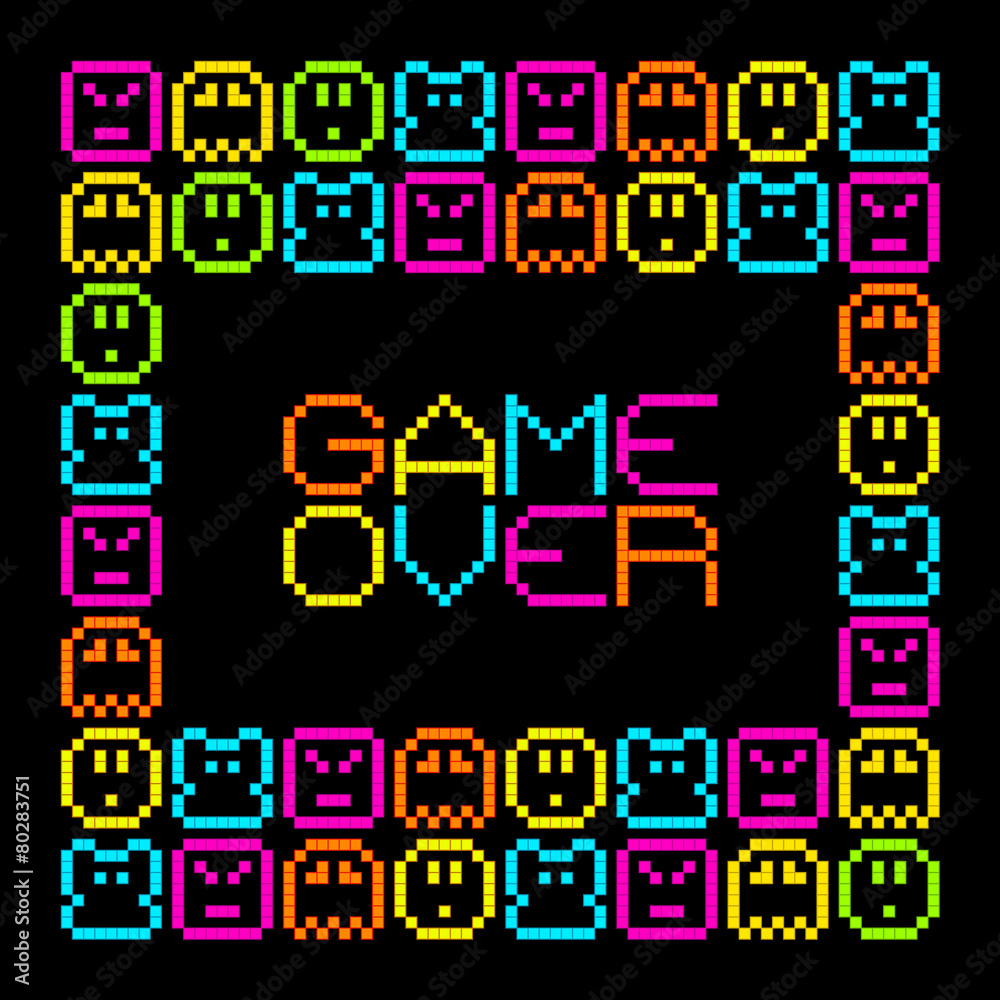 8-Bit Pixel Retro Arcade Game Over. EPS8 Vector Stock Vector | Adobe Stock