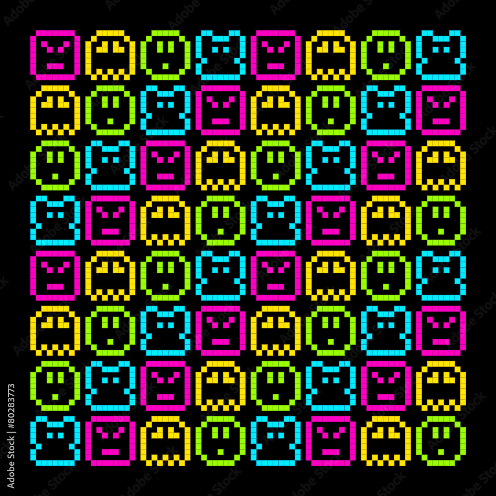 8-Bit Pixel Retro Rainbow Character Pattern. EPS8 Vector Stock Vector ...