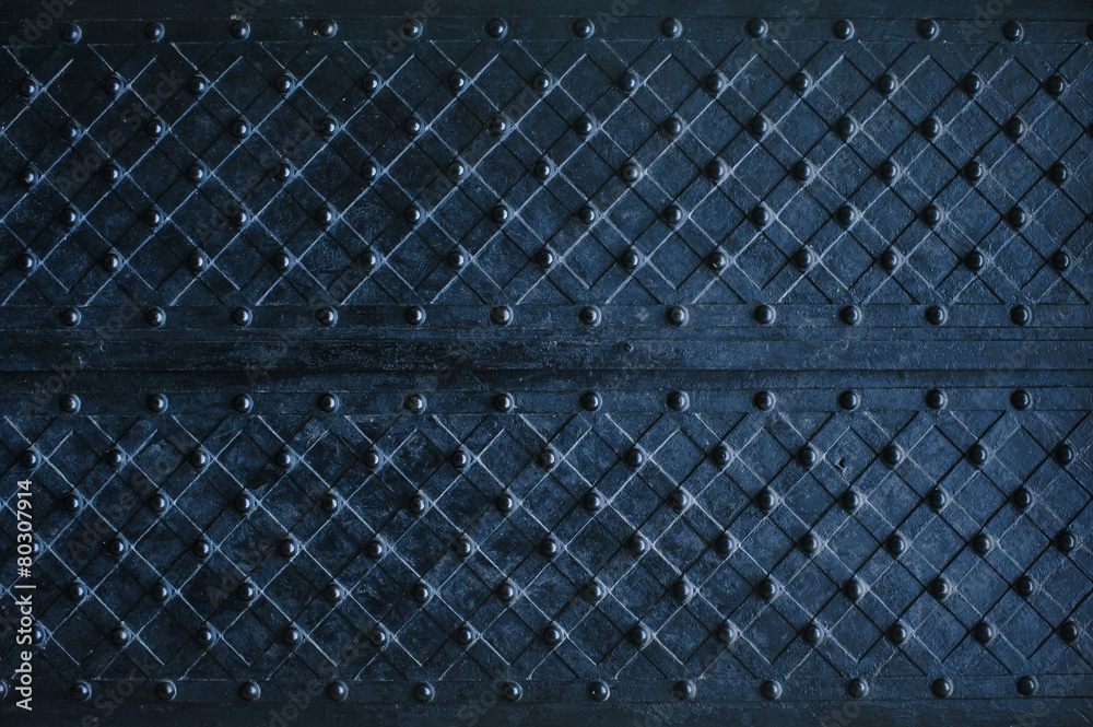 Texture of dark wooden gate with metal strips chipped Stock Photo ...