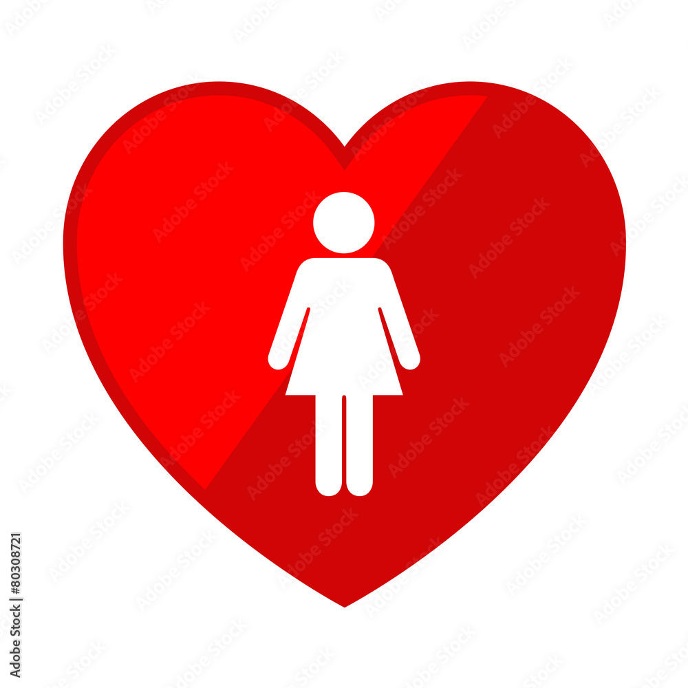 Icono corazon con simbolo mujer Stock Illustration | Adobe Stock