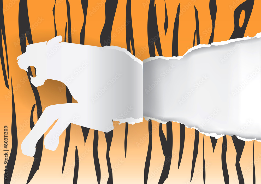 Paper Tiger ripping paper Stock Vector | Adobe Stock