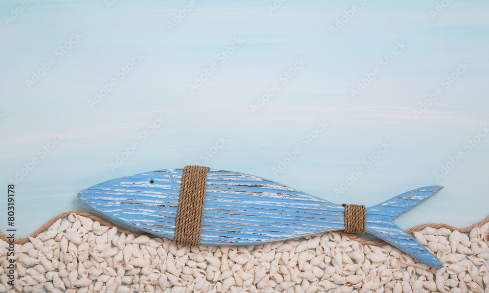 Blauer Deko Fisch als christliches Symbol zur Taufe Stock Photo | Adobe ...