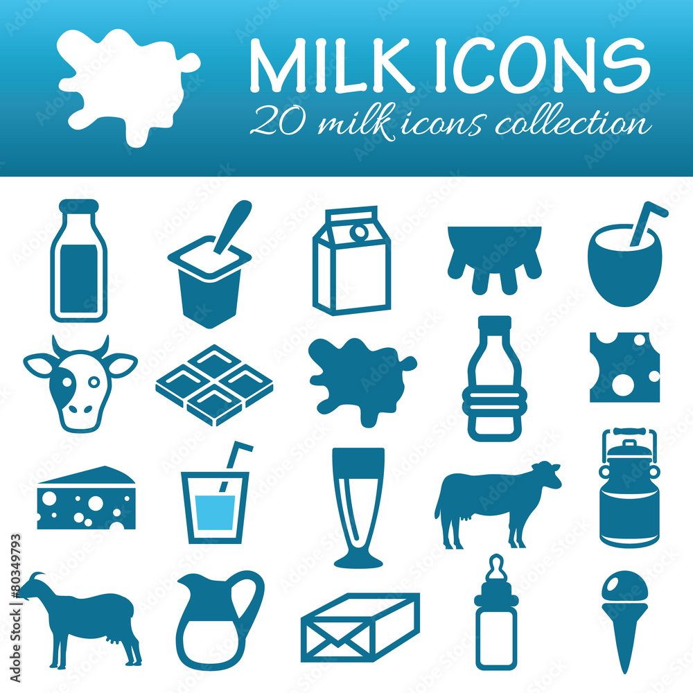 milk icons Stock Vector | Adobe Stock