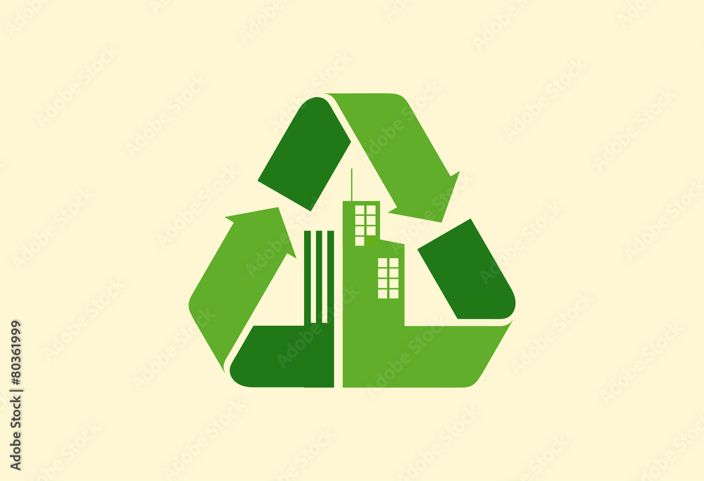 Recycle citi building ecology logo vector Stock Vector | Adobe Stock
