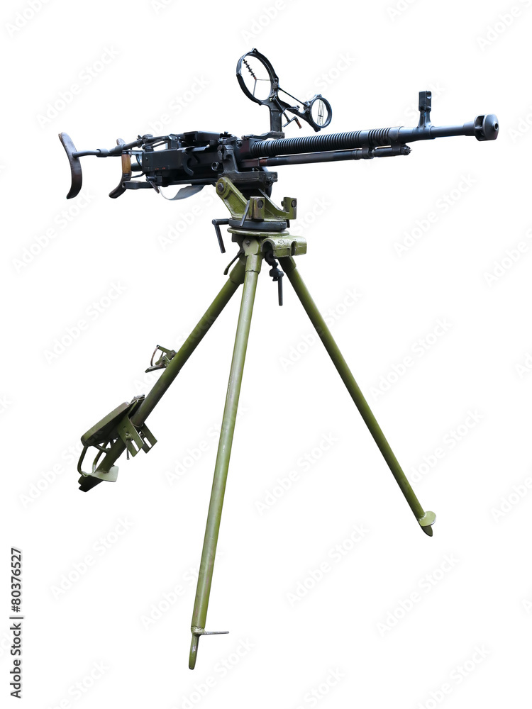 Old soviet army machine gun isolated on white Stock Photo | Adobe Stock