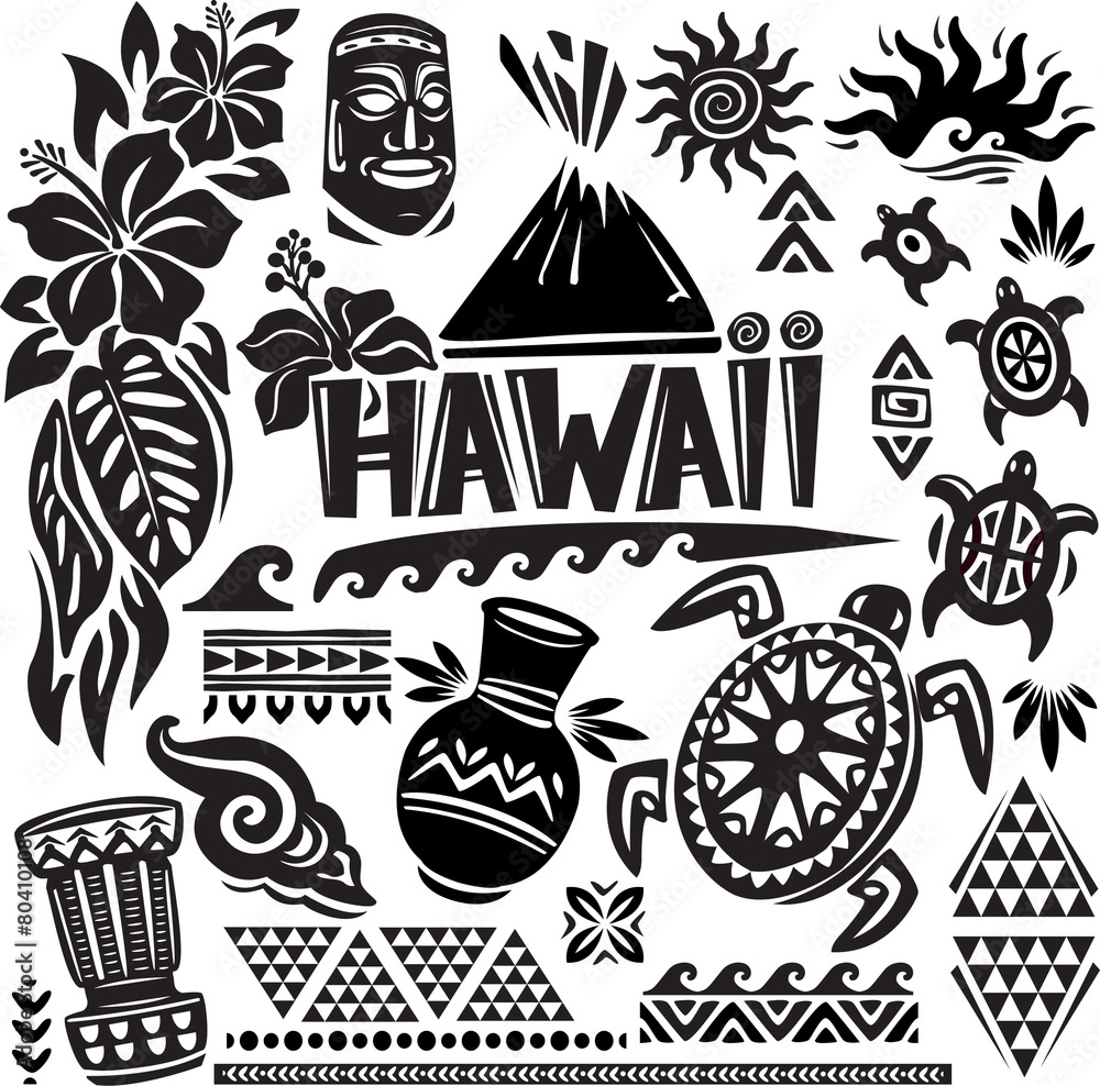 Hawaii Set Stock Vector | Adobe Stock