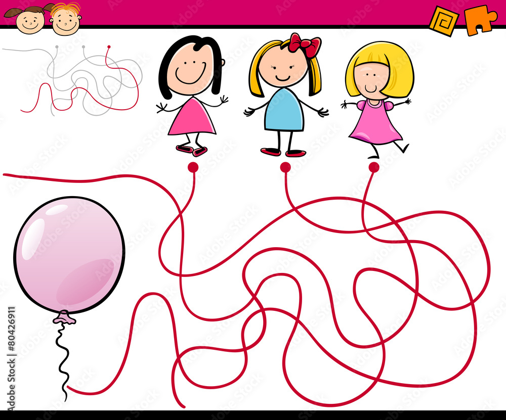 paths or maze cartoon game Stock Vector | Adobe Stock