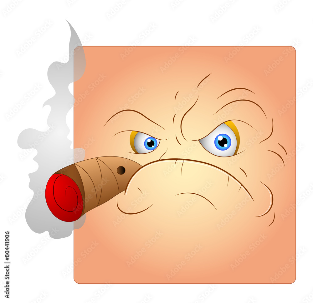 Smoking Angry Face Smiley Vector Stock Vector | Adobe Stock