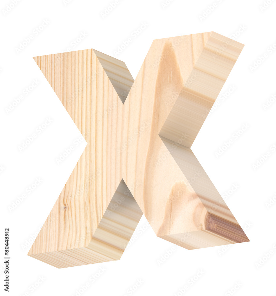 One letter from pine wood alphabet set isolated over white. Stock ...