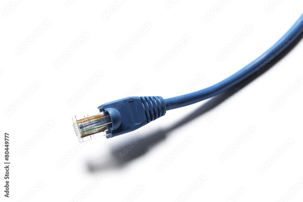 computer network (Ethernet) cable isolated on white Stock Photo | Adobe ...