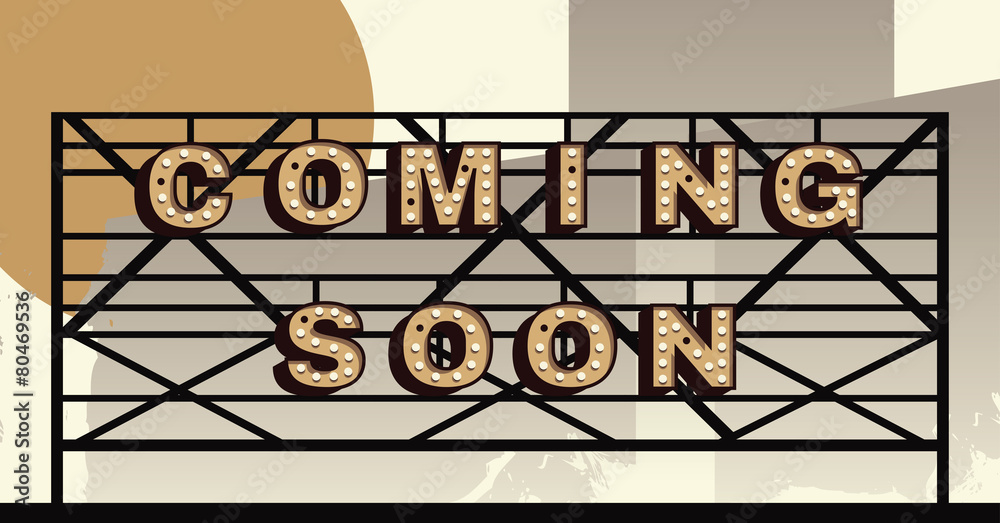 Vector marquee letter coming soon sign Stock Vector | Adobe Stock