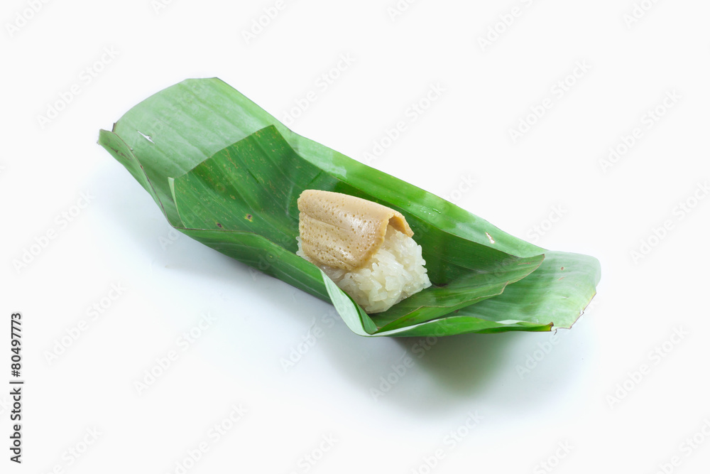 Sticky rice wrapped in banana custard thai candy Stock Photo | Adobe Stock