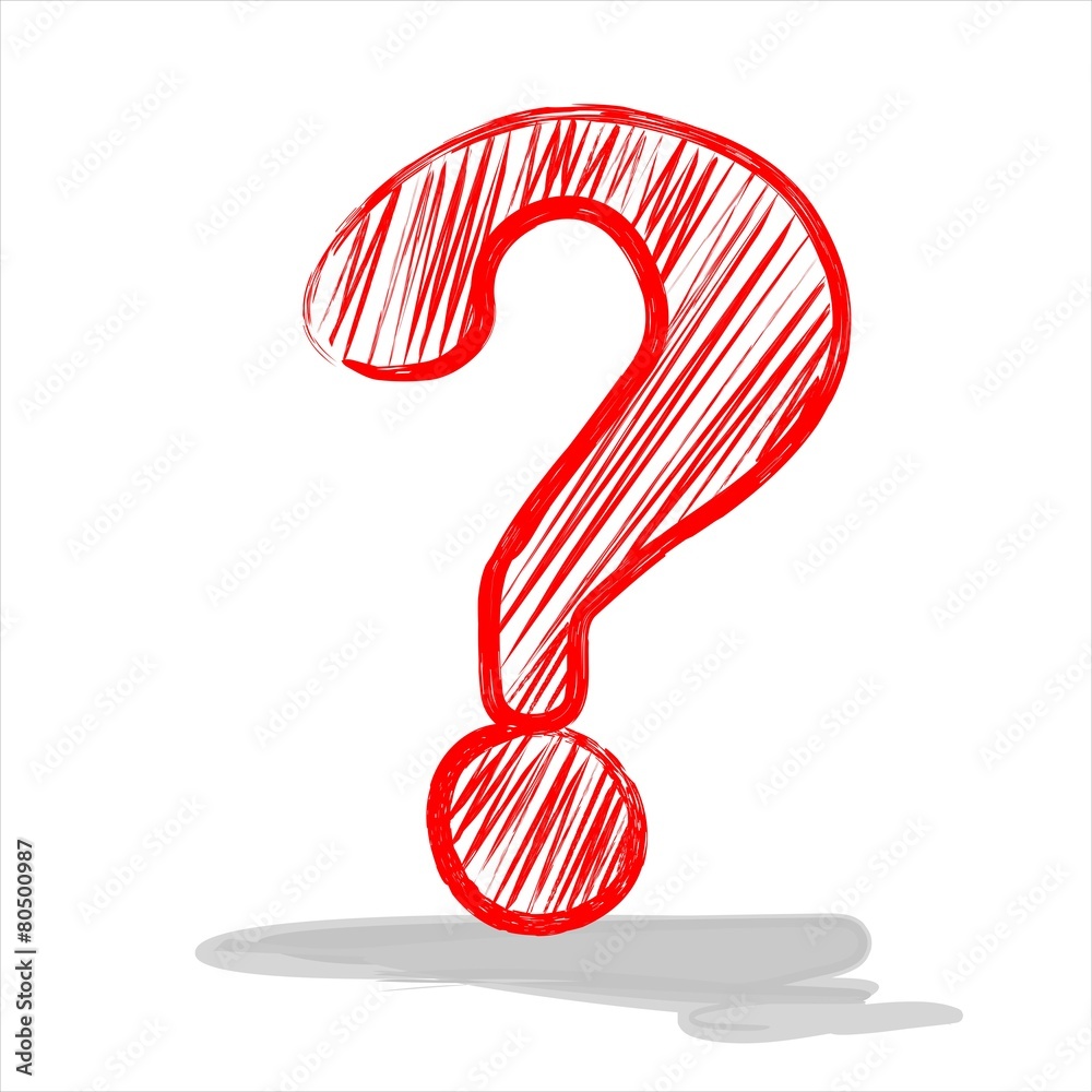 Großes rotes Fragezeichen Illustration gezeichnet Freisteller Stock ...