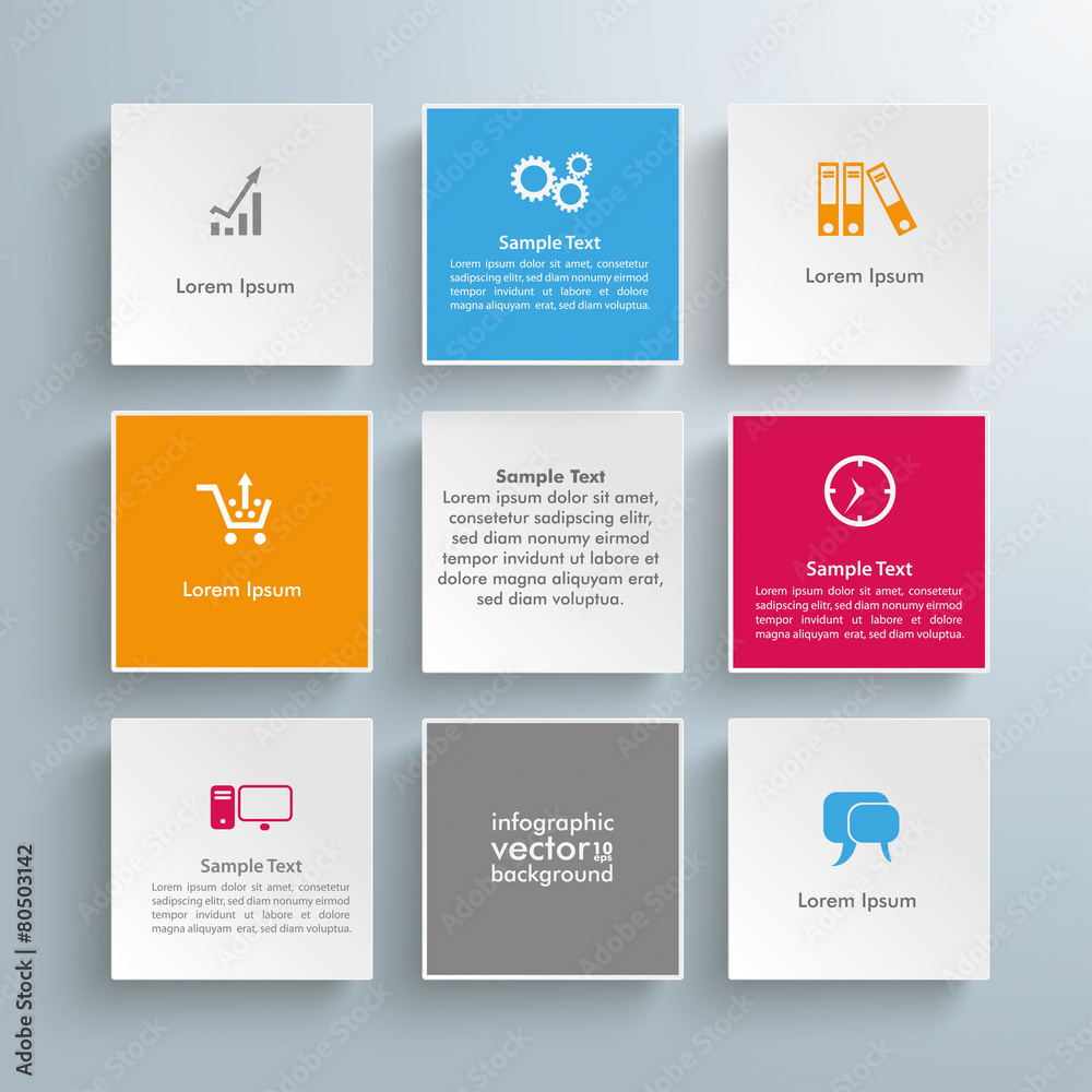 9 Colored Squares Template Stock Vector | Adobe Stock