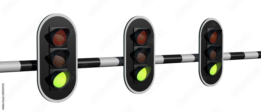 Drie stoplichten op groen Stock-Illustration | Adobe Stock