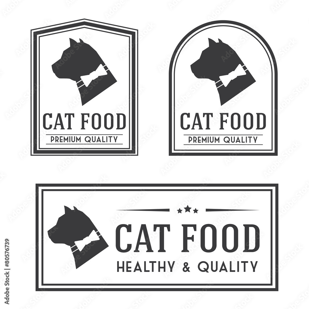 Vintage cat food badges and logotypes set. Stock Vector | Adobe Stock