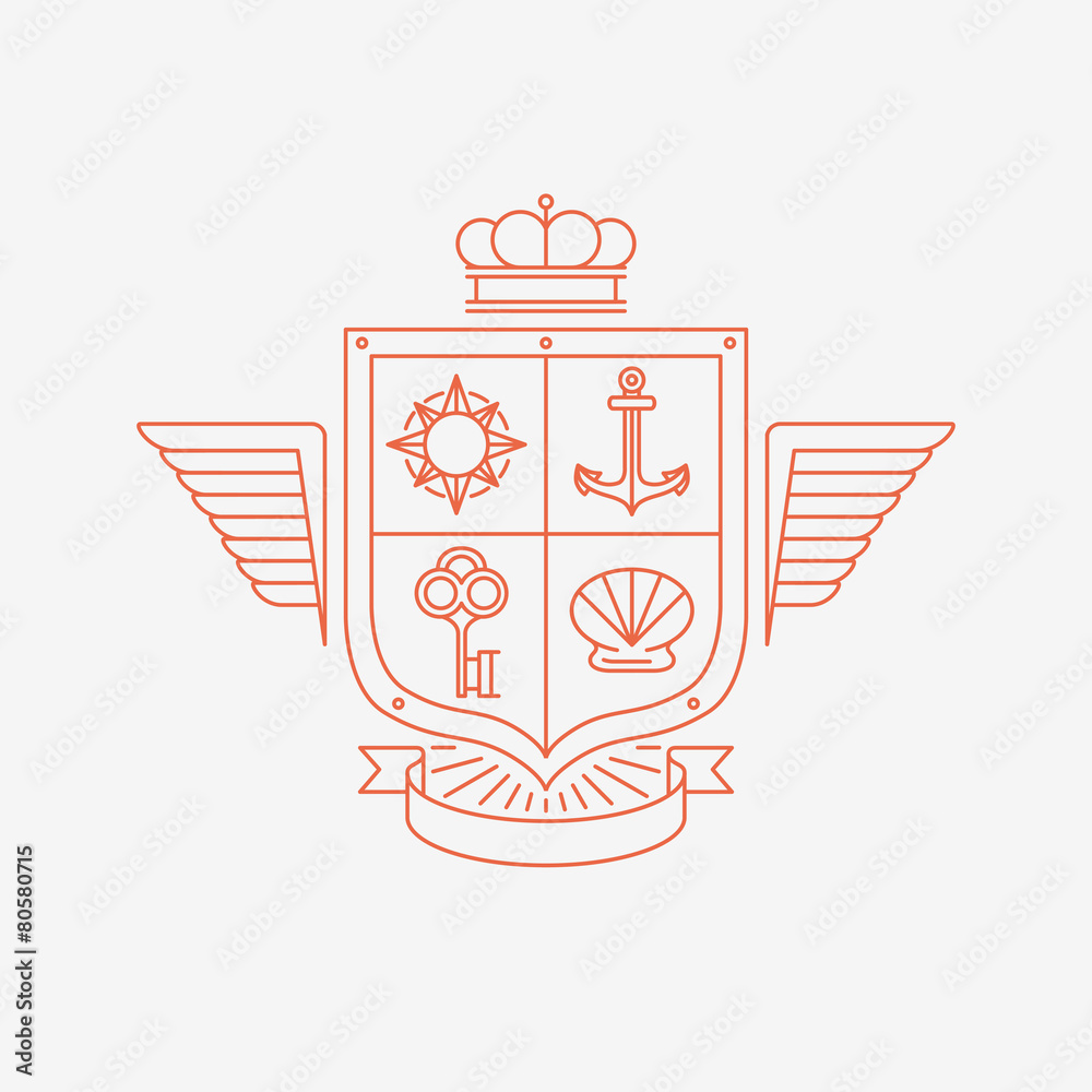 Vector linear heraldry symbols Stock Vector | Adobe Stock