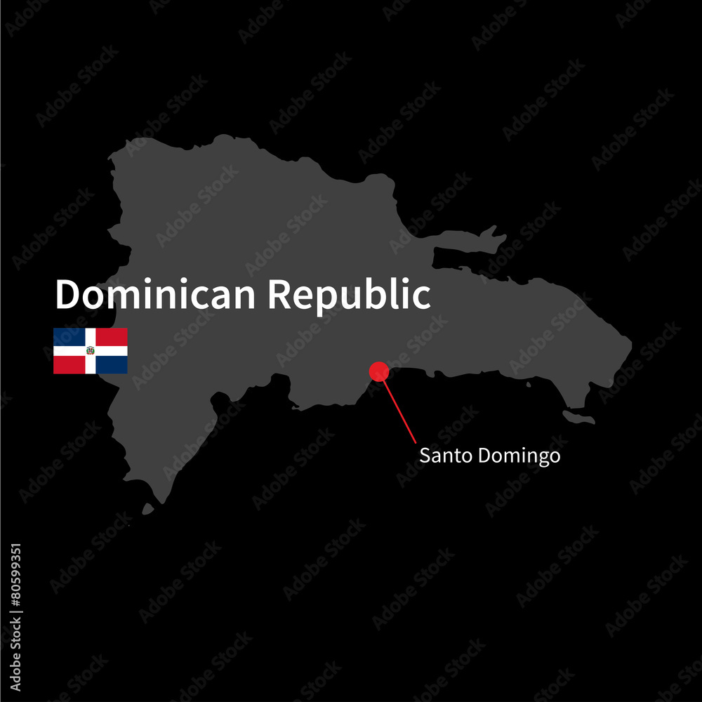 Detailed map of Dominican Republic and capital city Santo Stock Vector ...