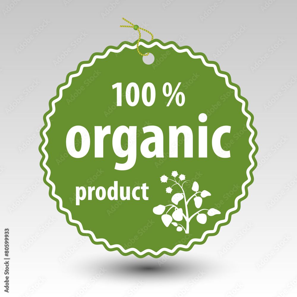 vector green 100 % organic product paper price tag label Stock Vector ...