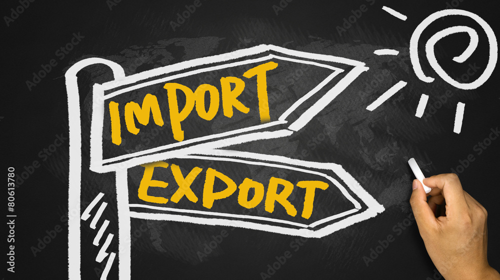import and export signpost hand drawing on blackboard Stock Photo ...