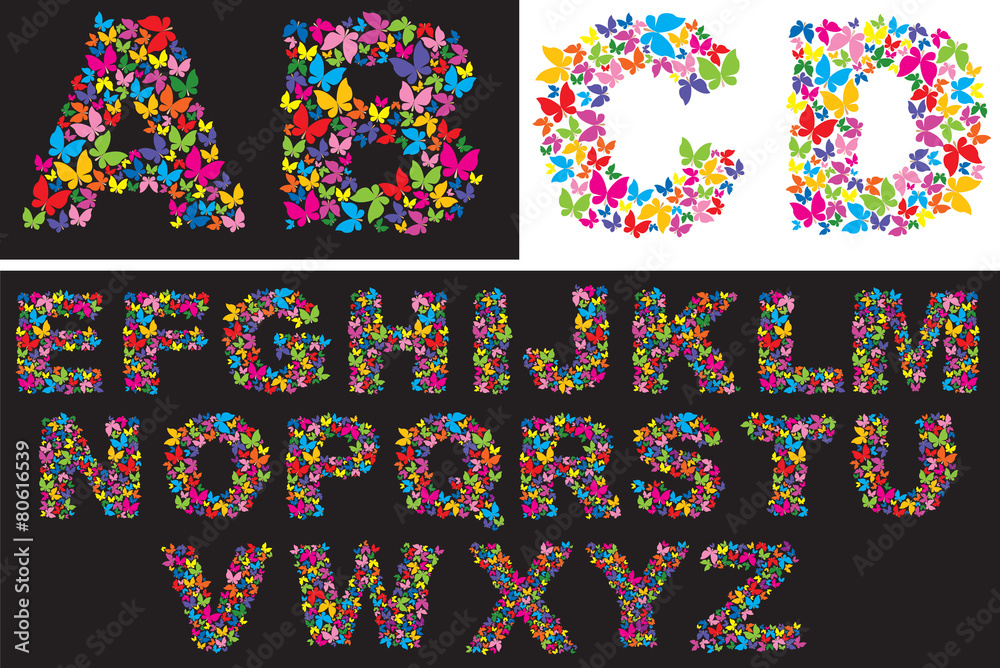 butterfly letters Stock Illustration | Adobe Stock