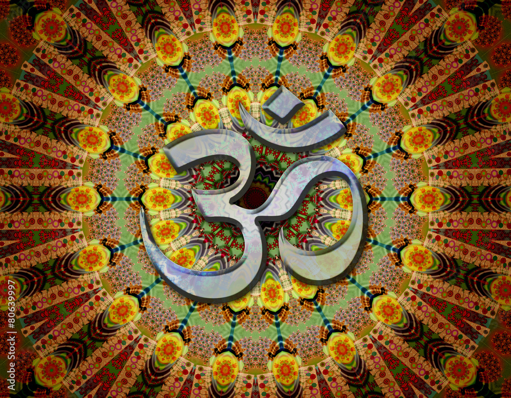 Mandala and mantra om hinduism design Stock Illustration | Adobe Stock