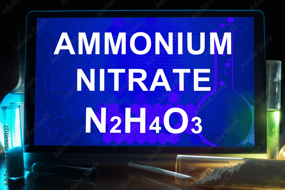 Tablet with chemical formula of ammonium nitrate. Stock Photo | Adobe Stock