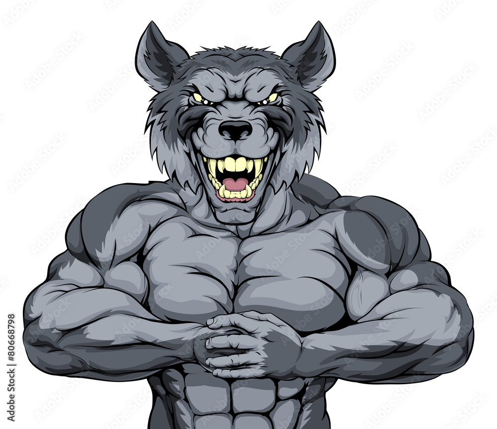 Mean wolf sports mascot Stock Vector | Adobe Stock