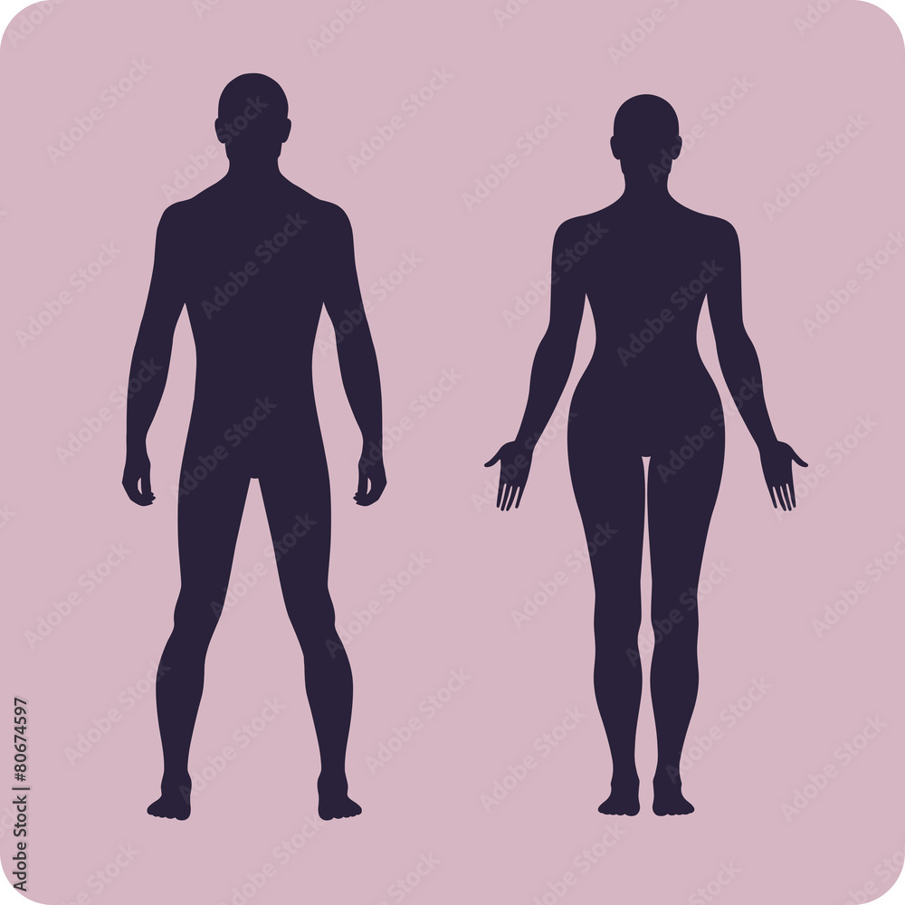 Full length front human silhouette set Stock Vector | Adobe Stock