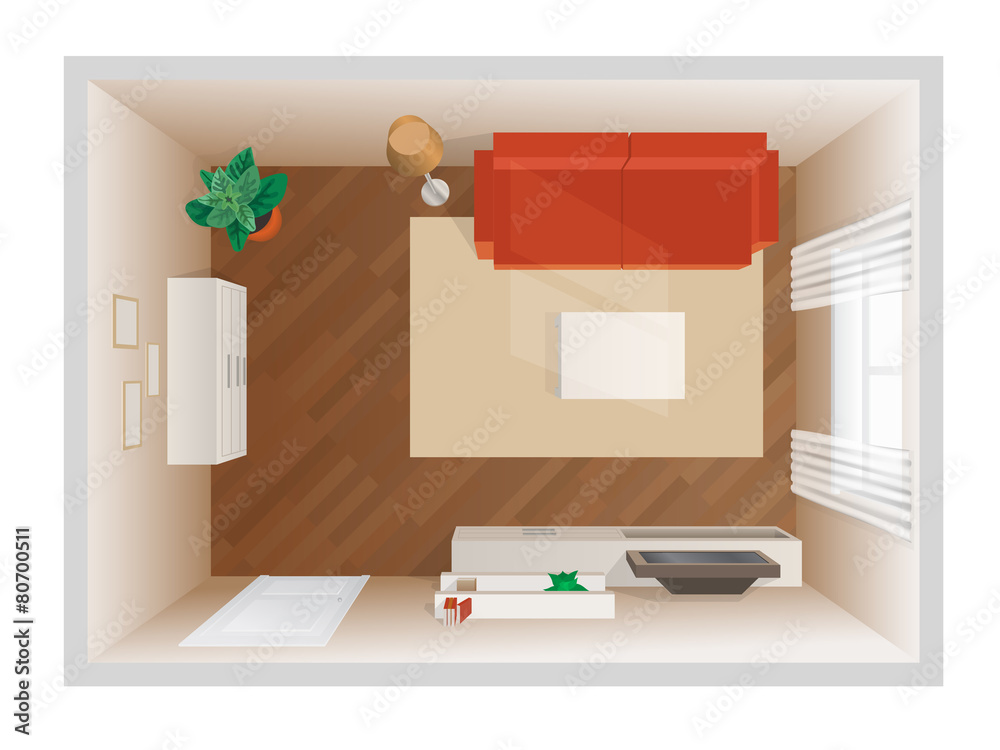 room with furniture top view Stock Vector | Adobe Stock