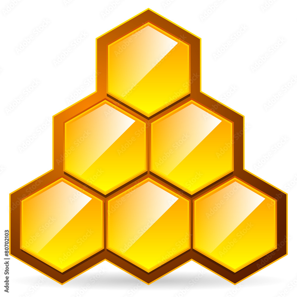 Honeycomb, honey cell illustration / icon isolated. Organic swee Stock ...