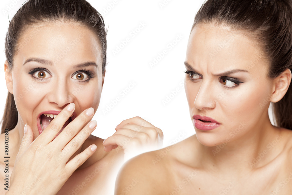 female face with different emotions. concept of psychology Stock Photo ...