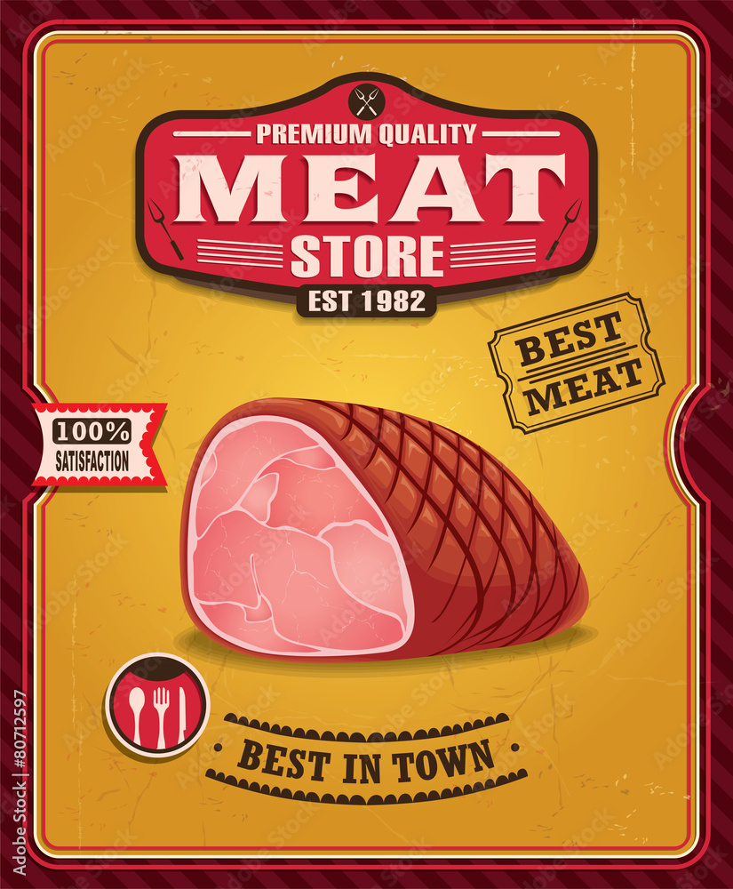 Vintage meat poster design Stock Vector | Adobe Stock